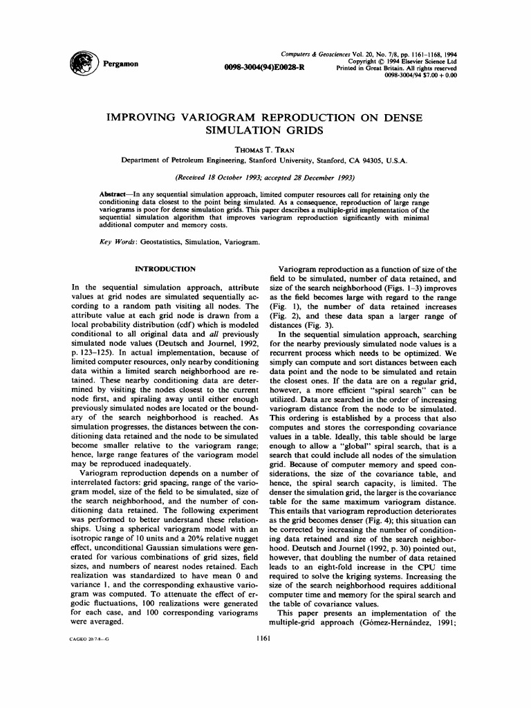 Tran 1994 - Sequential Gaussian Simulation | PDF | Simulation | Applied ... Tran 1994 - Sequential Gaussian Simulation | PDF | Simulation | Applied ...