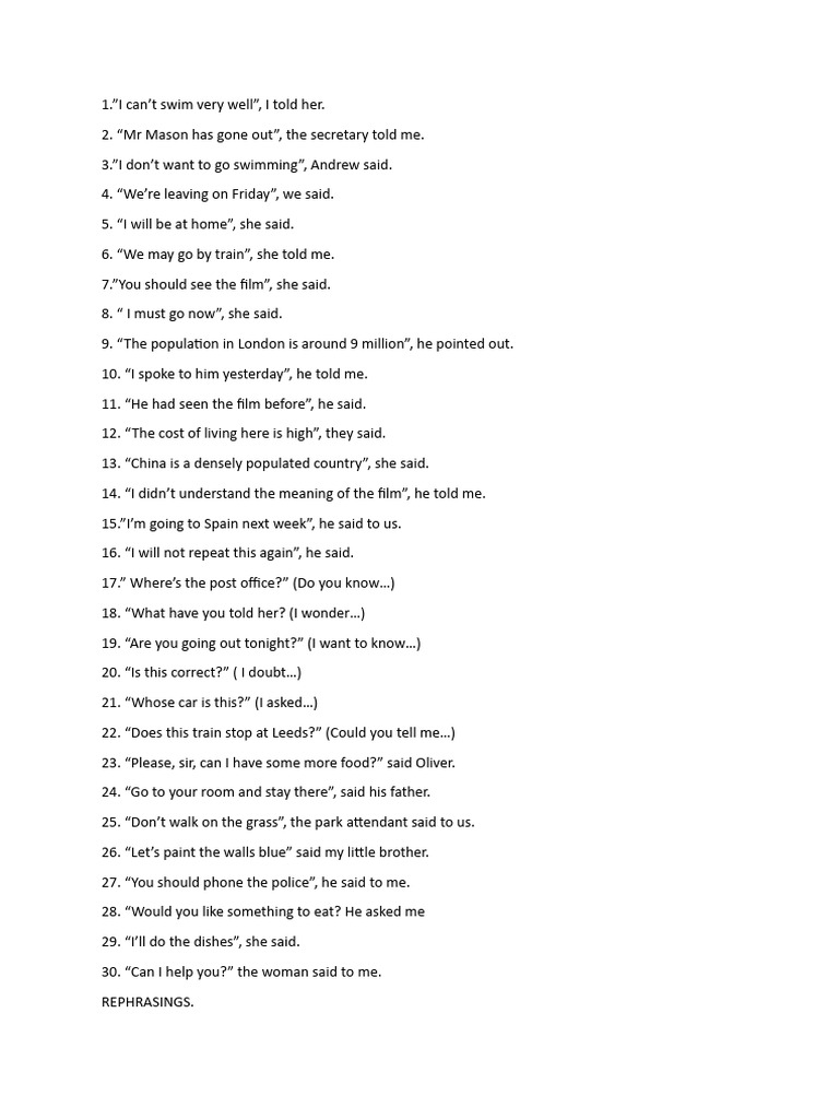 reported speech 2º bach soluciones | PDF