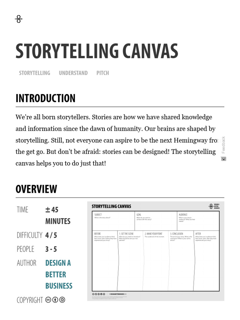 DesignABetterBusiness - Tools - Storytelling Canvas | PDF ...