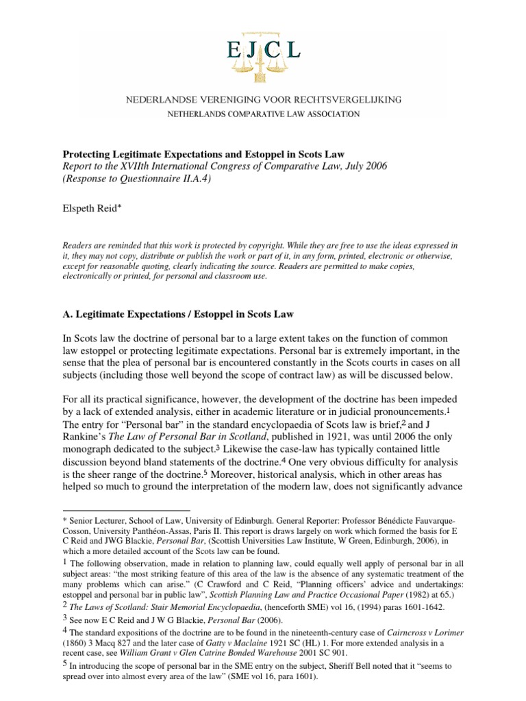 Protecting Legitimate Expectations and Estoppel in Scots Law | PDF ...