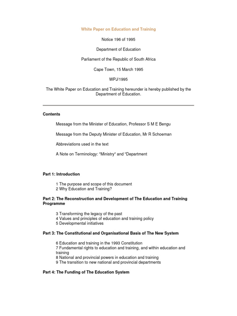 1995 White Paper on Education Reform | PDF | Curriculum | Lifelong Learning