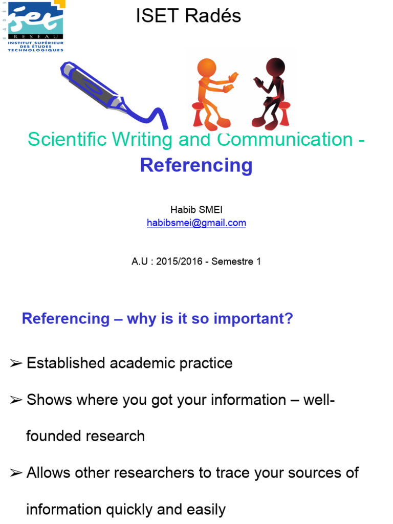 Scientific Communication Master 2015 Referencing | PDF | Citation