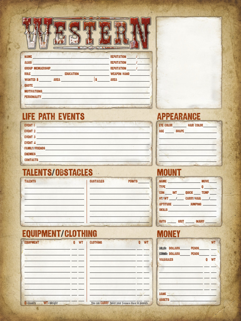 WE4_Character_Sheet | PDF | Rifle | Revolver