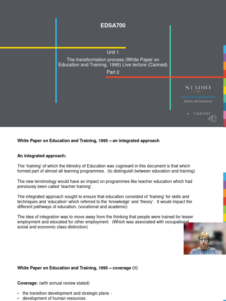 Unit 1 Week 02 The Transformation Process (White Paper on Educ and ...
