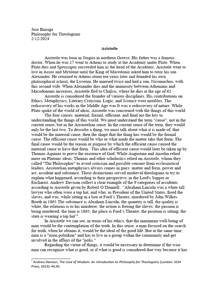 Aristotle Profile | PDF | Aristotle | Nous