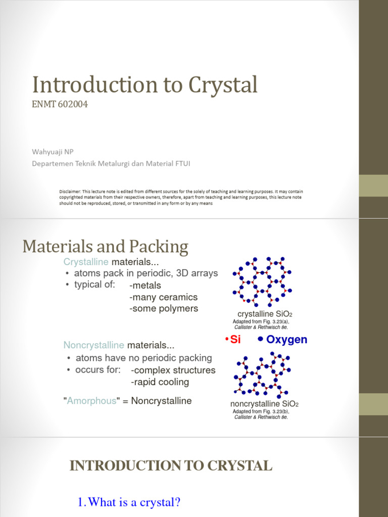 Introduction To Crystal WNP 2024 | Download Free PDF | Crystal Structure | Crystal