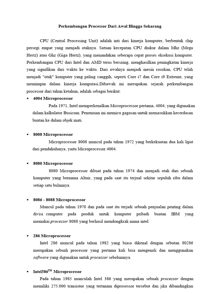 Perkembangan Processor Dari Awal Hingga Sekarang | PDF | Griya & Taman ...
