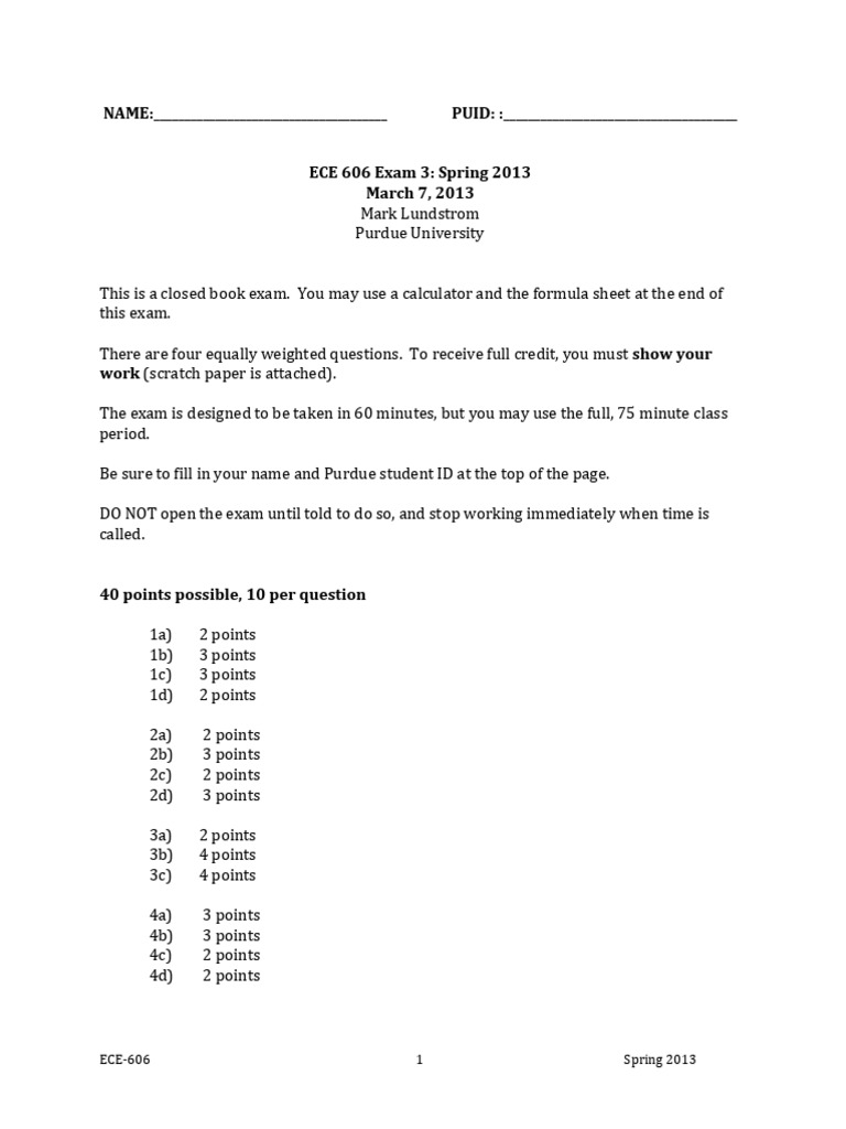 Exam 3 | PDF | Solid State Engineering | Physical Chemistry