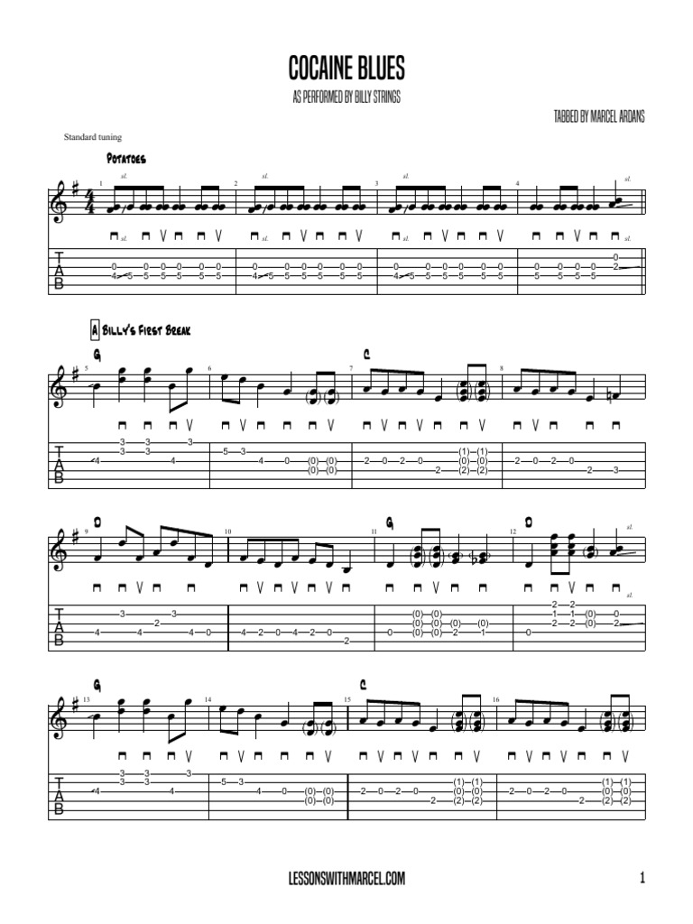 Billy Strings Cocaine Blues Adv Sheet Music and Tabs | PDF | Musicology