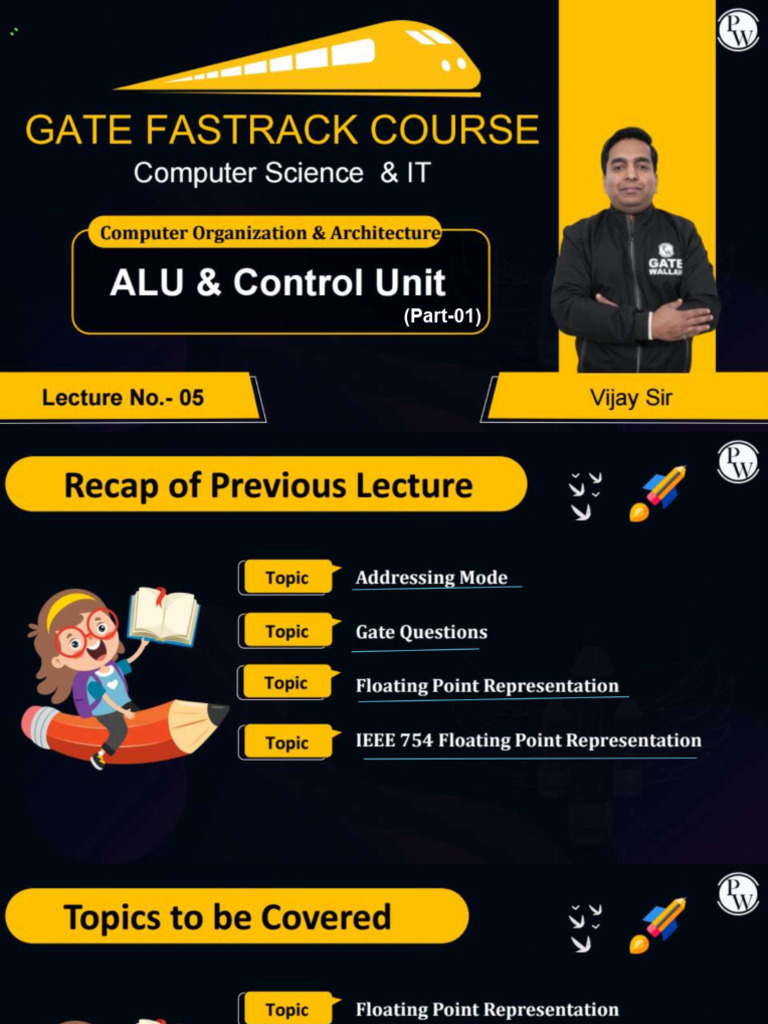 ALU & Control Unit (Part-01) (Lec 05) - Class Notes | PDF