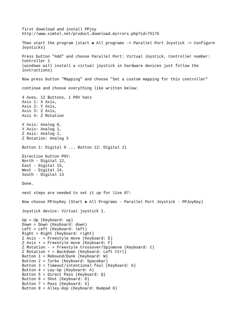 PPJOY Instructions | PDF | Computer Keyboard | Input/Output