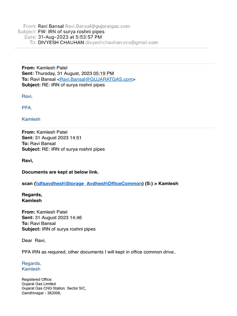 FW IRN of Surya Roshni Pipes | PDF | Technology & Engineering