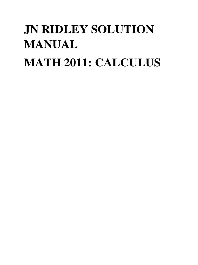 JN Ridley Math 2011 Calculus Manual | PDF