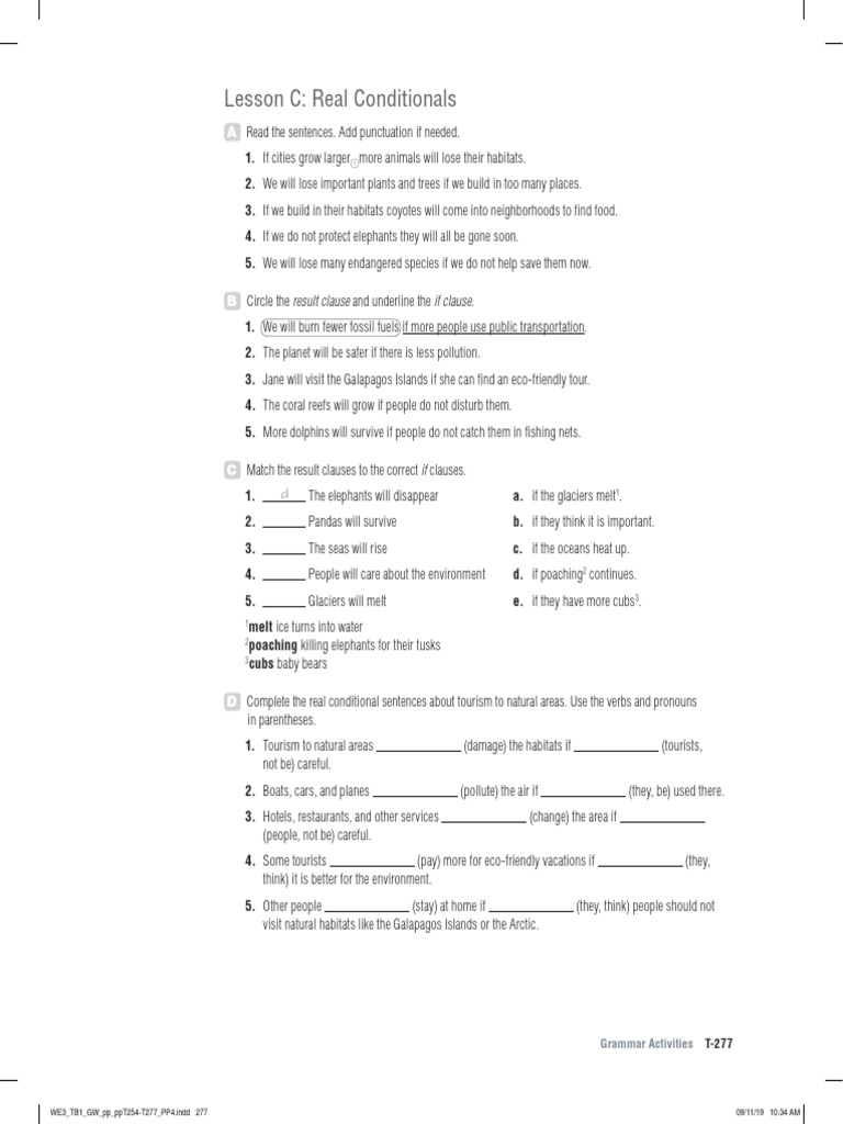 World English 3e Level 1 Grammar Activities Unit 12 Lesson C | PDF | Habitat | Earth Sciences