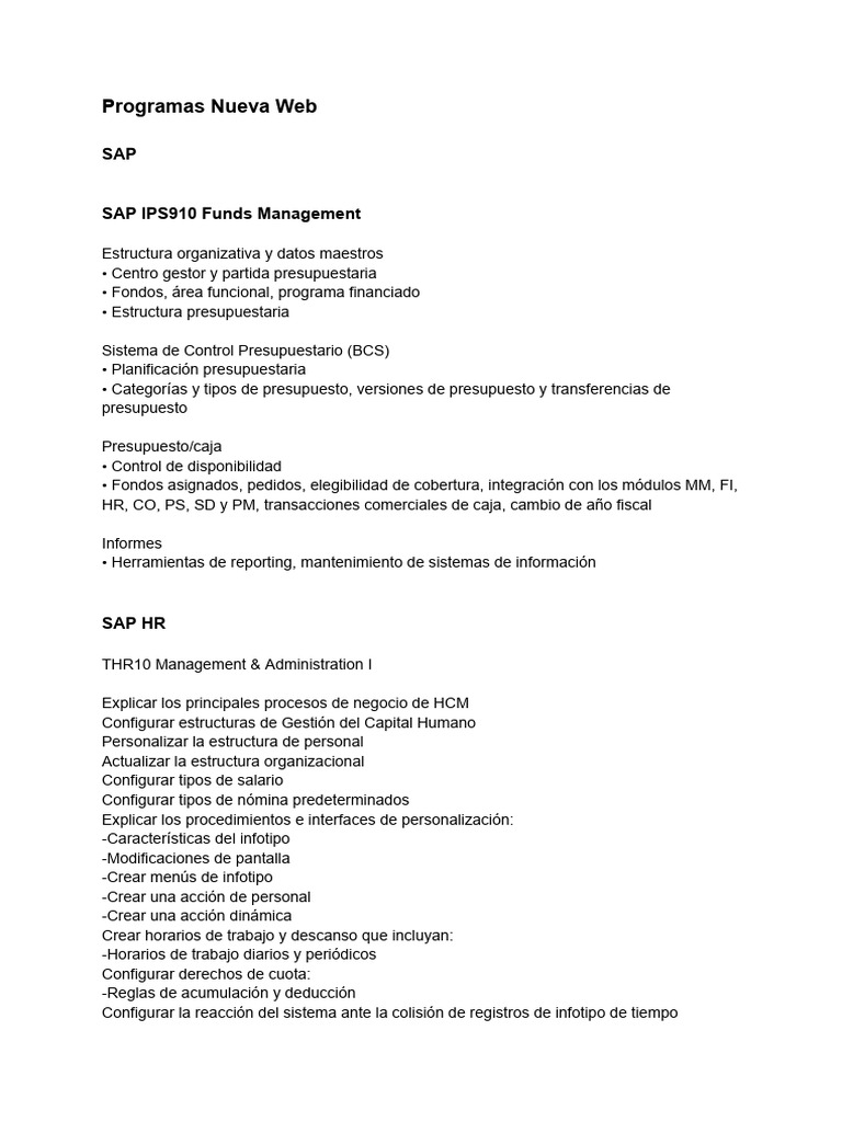 Programa de Capacitacion SAP | PDF | Contabilidad | Presupuesto
