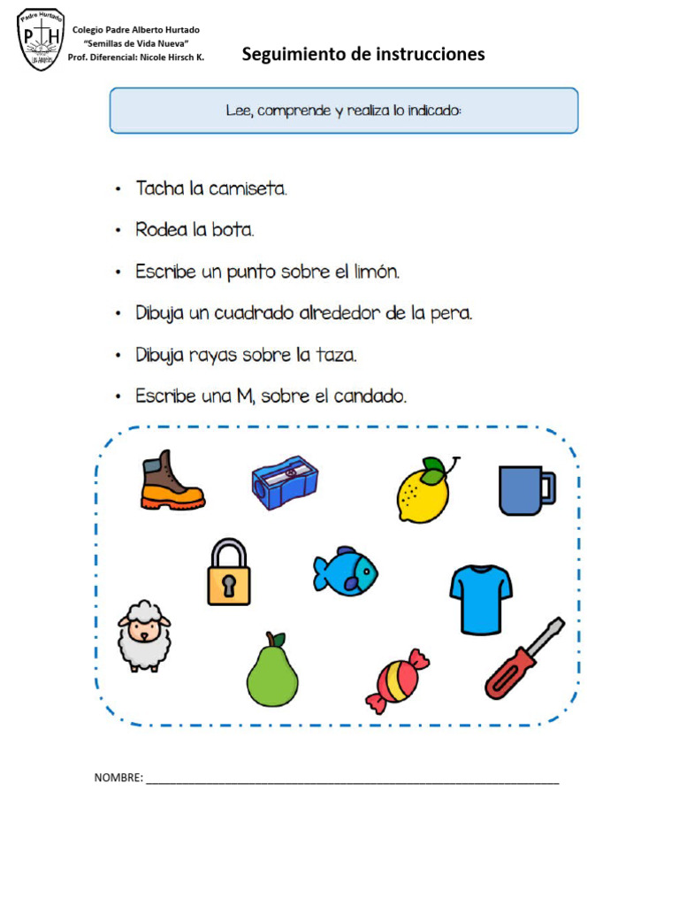 Actividad Seguimiento de Instrucciones KINDER | PDF | Crecimiento ...