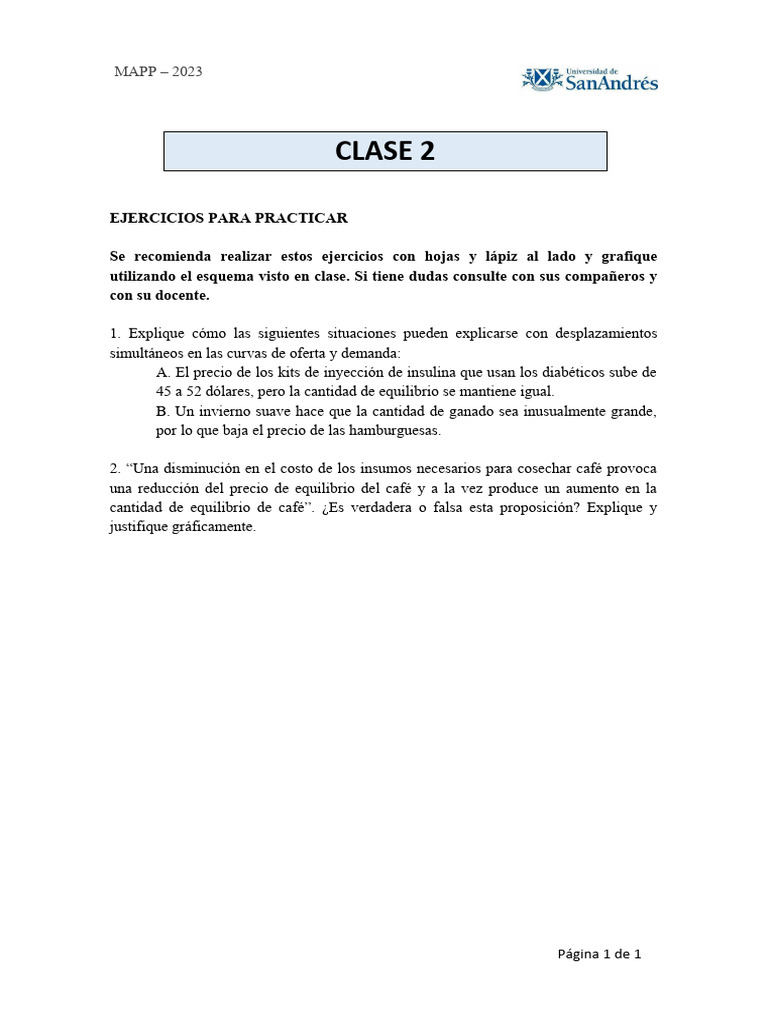Clase 2 Ejercicios para Practicar | PDF