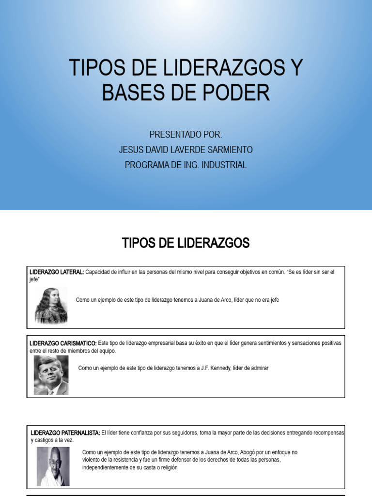 Tipos de Liderazgos y Bases de Poder | PDF
