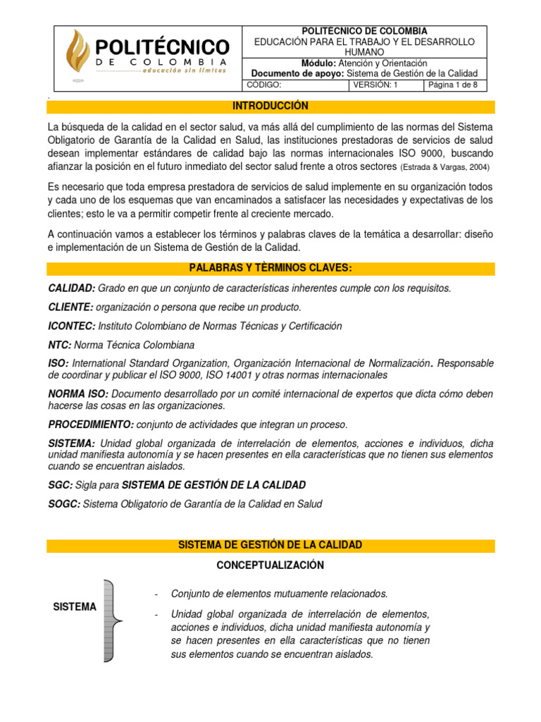 Sistema de Gestion de La Calidad | Descargar gratis PDF | Calidad (comercial) | Sistema de ...