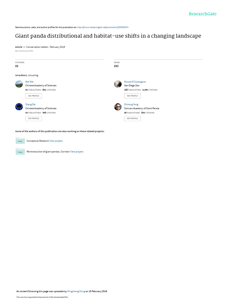 Wei Et Al-2018-Conservation Letters | PDF | Giant Panda | Conservation ...
