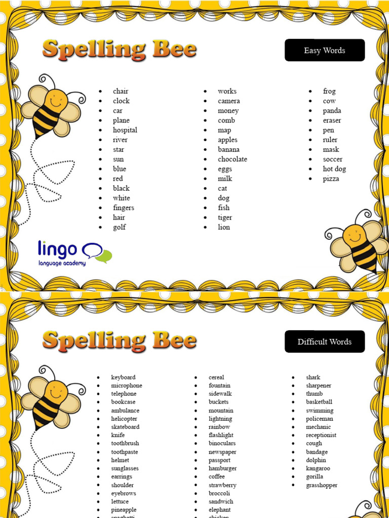 Spelling Bee Words | PDF