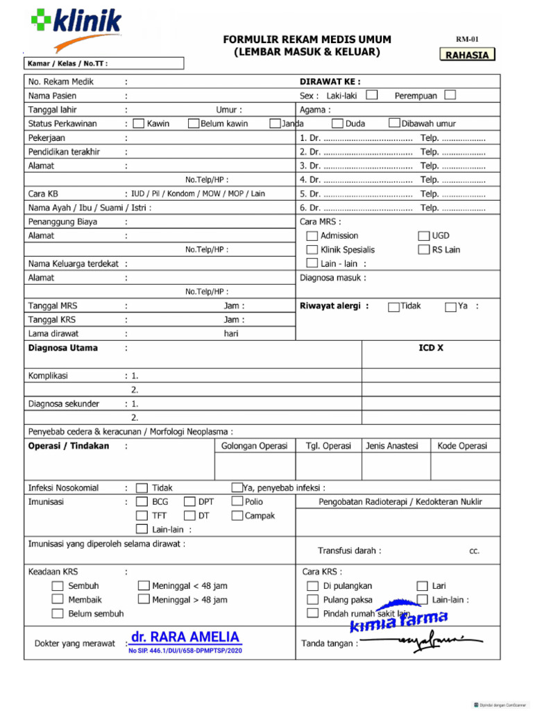 Rekam Medis Klinik Revisi 1 | PDF