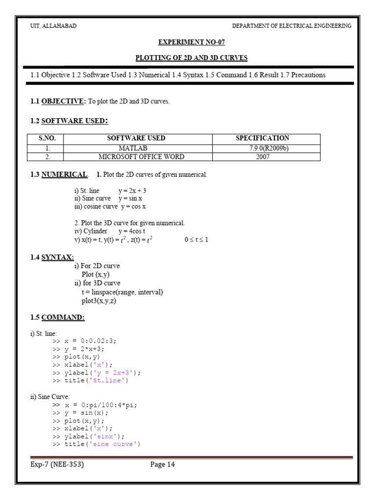 Exp-7 Plot | PDF | Geometric Measurement | Mathematical Objects
