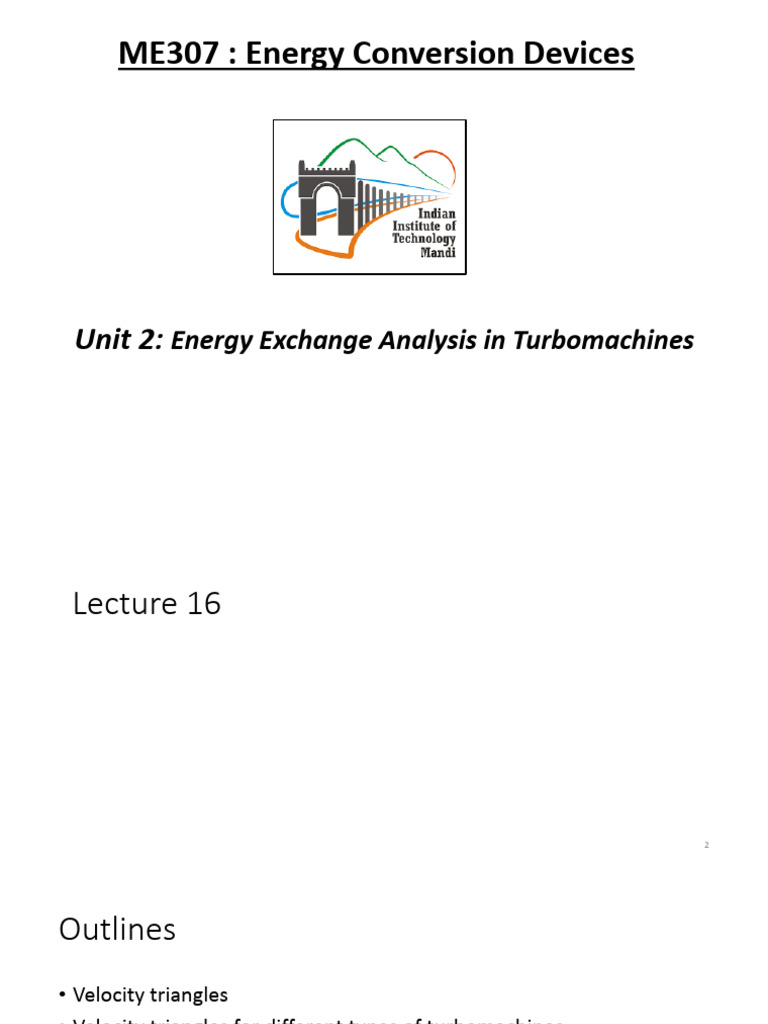 2 - 4energy Exchange in Turbomachines | PDF | Turbine | Turbomachinery