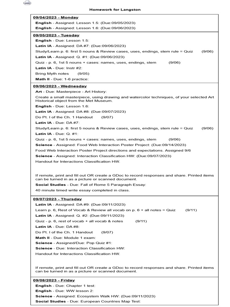 Keith Country Day School - Homework | PDF
