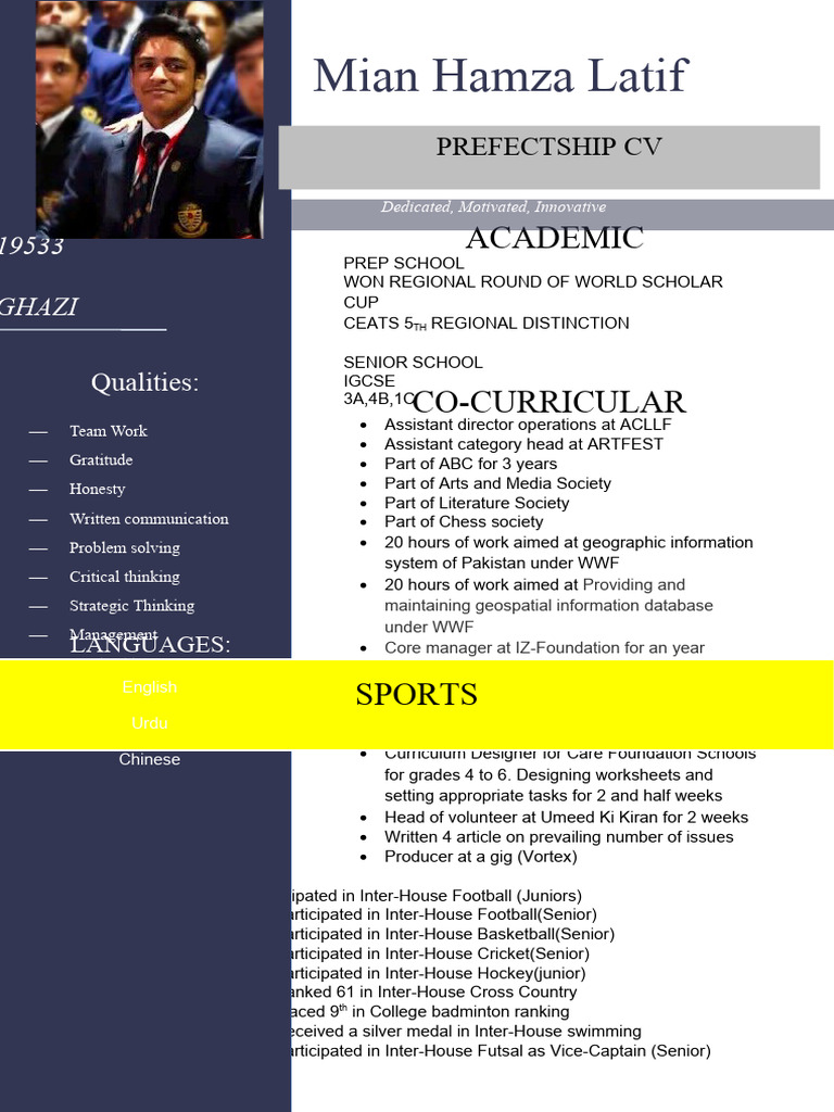 Mian Hamza Latif: Academic | PDF