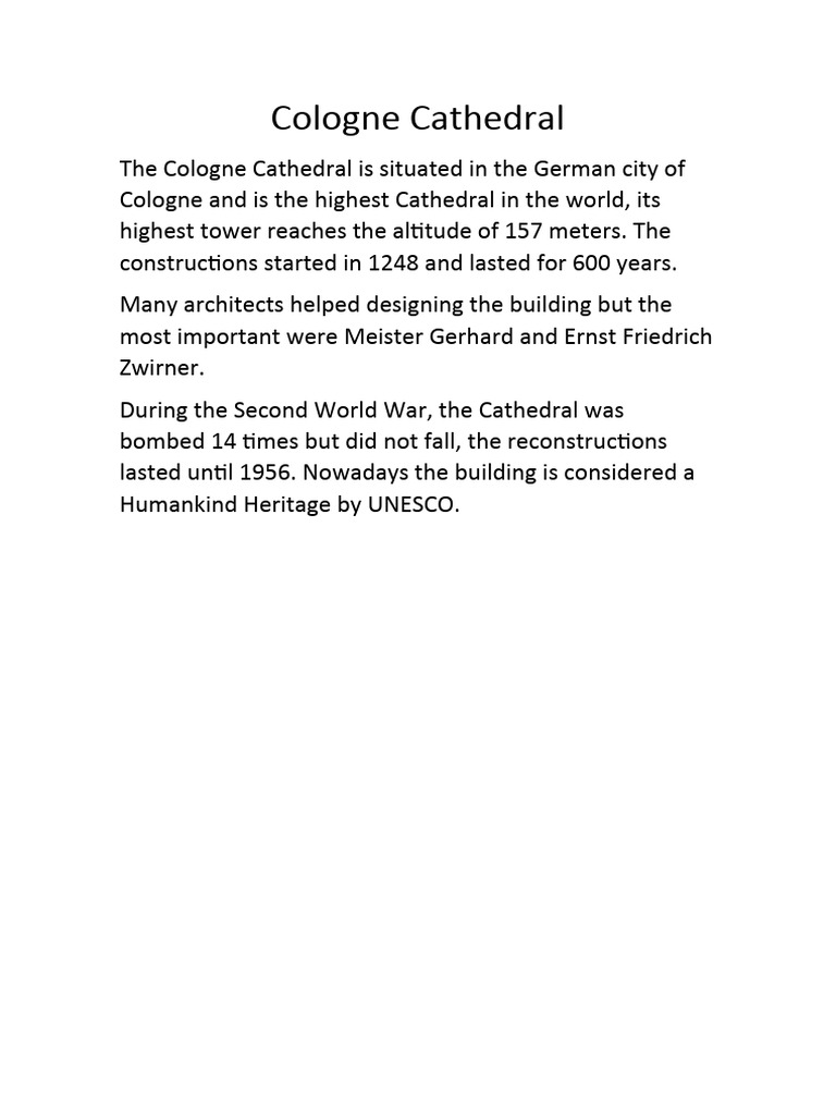 Cologne Cathedral | PDF | Art | History