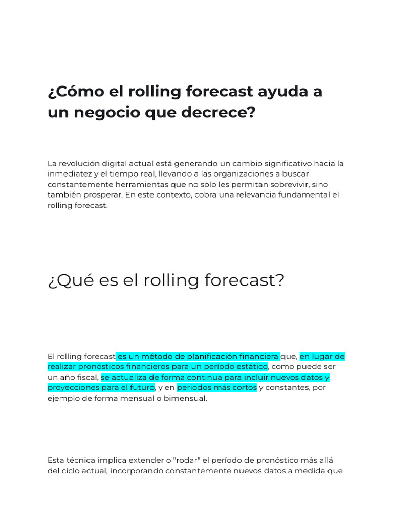 Rolling Forecast: Clave en Negocios Decrecientes | PDF | Software ...