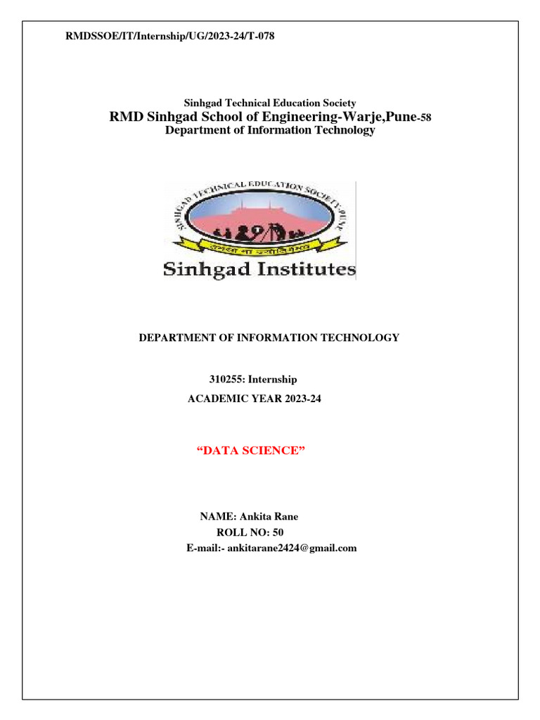 TE - Internship Report Format (Word) | PDF | Data Analysis | Machine ...