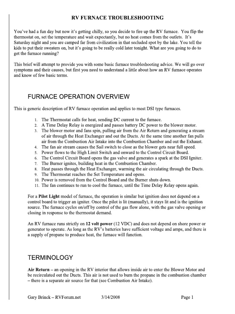 Furnace - Trouble-Shooting - Gary Brinck | PDF