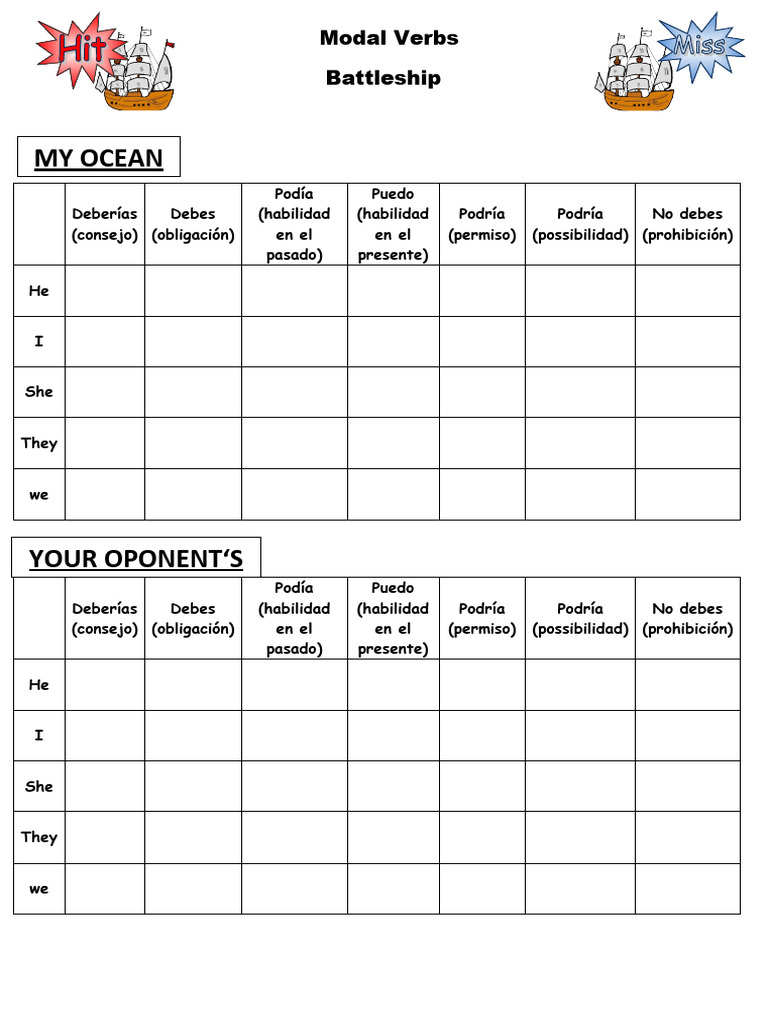 MODAL VERBS BATTLESHIP | PDF