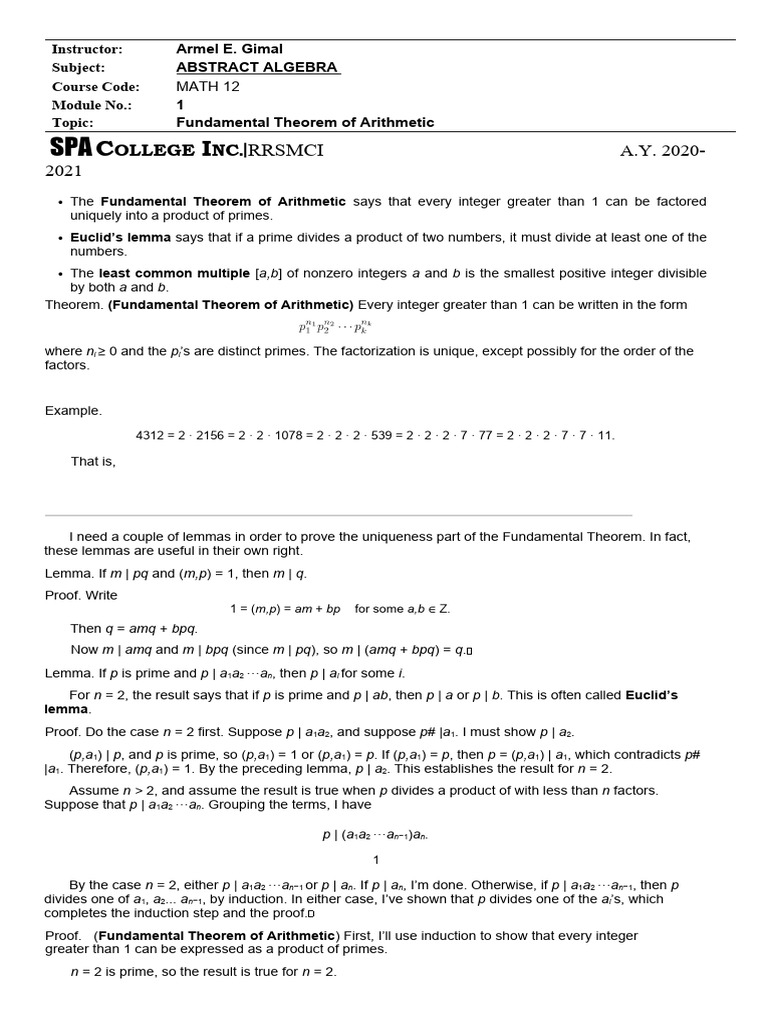 MODULE 1 | PDF | Prime Number | Discrete Mathematics