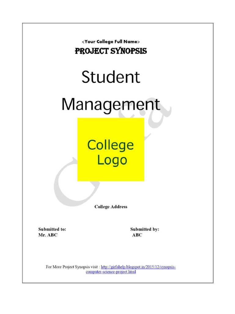 Synopsis Student Magement | PDF