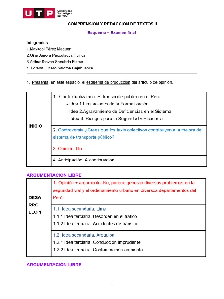 Esquema - Examen Final - HLSQST | PDF | Transporte Esquema - Examen Final - HLSQST | PDF | Transporte