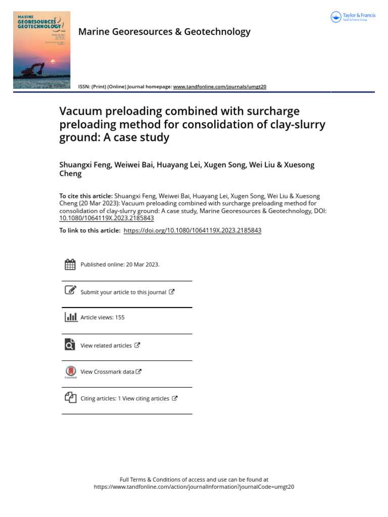 Vacuum Preloading Combined With Surcharge Preloading Method For Consolidation of Clay-Slurry ...