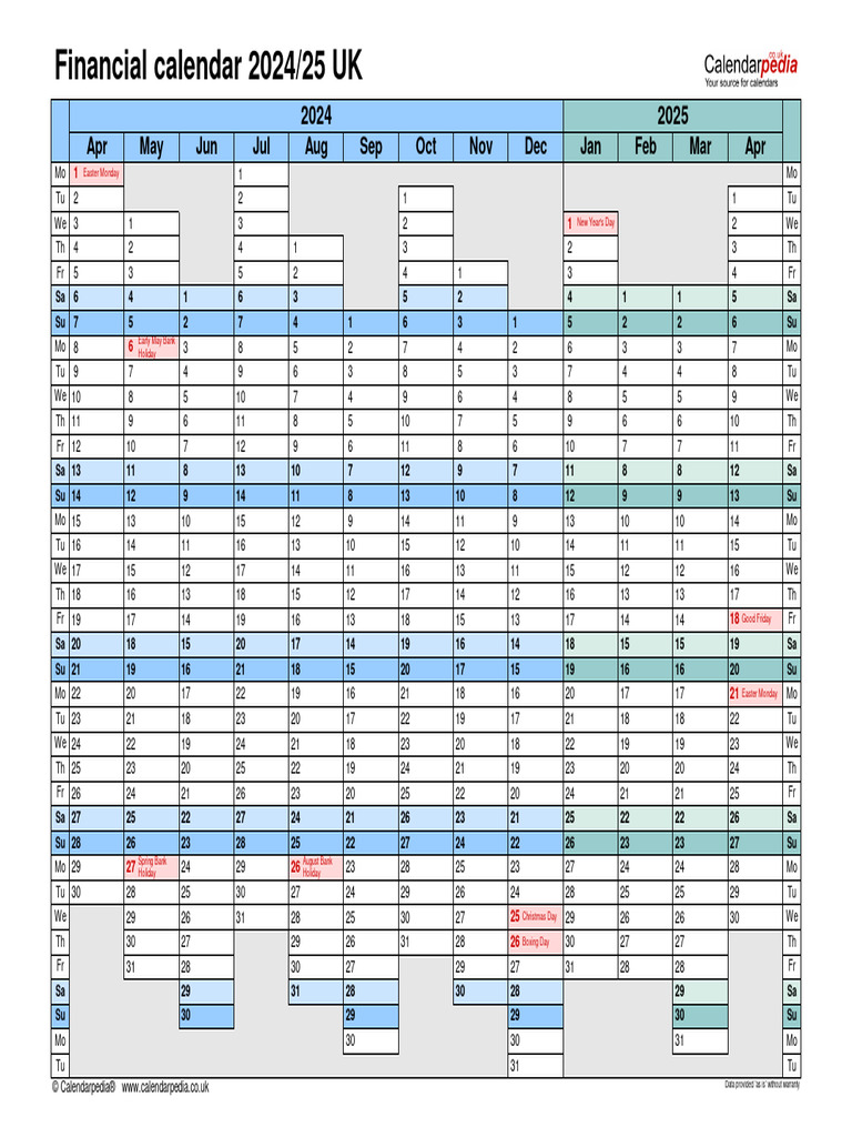 Financial Calendar 2024 2025 Landscape Days Aligned | PDF | Échecs