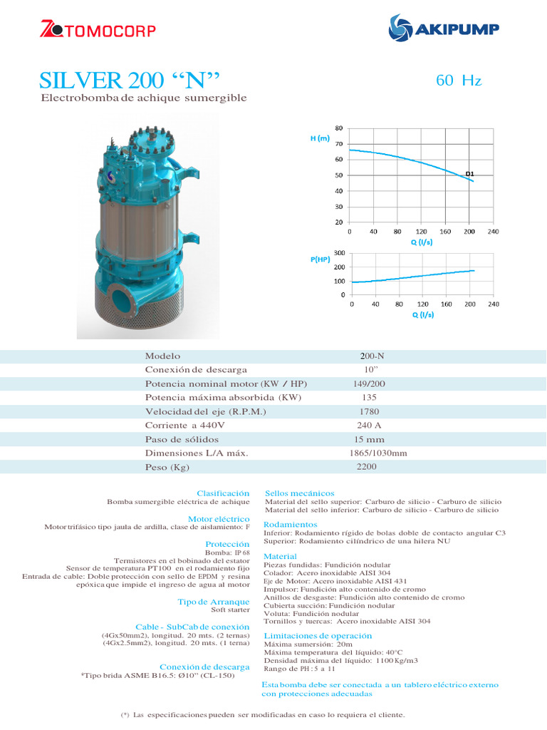 024-00022 Ficha Tec. Bomba Sumergible SILVER 200-N - 200HP - 60 HZ ...