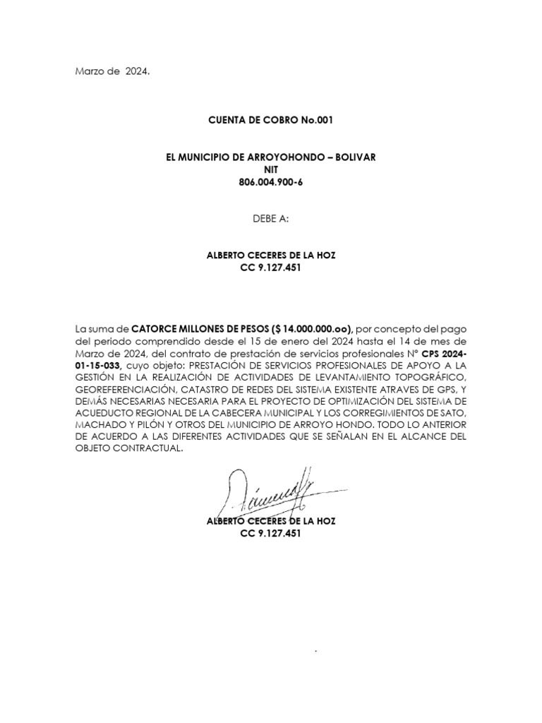 Cuenta de Cobro | PDF