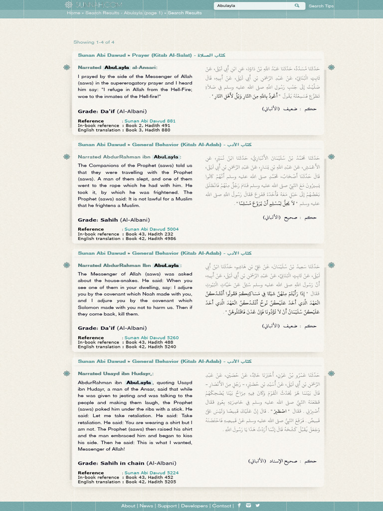 Search Results - Search Results - Abulayla (Page 1) - Sunnah.com - Sayings and Teachings of ...