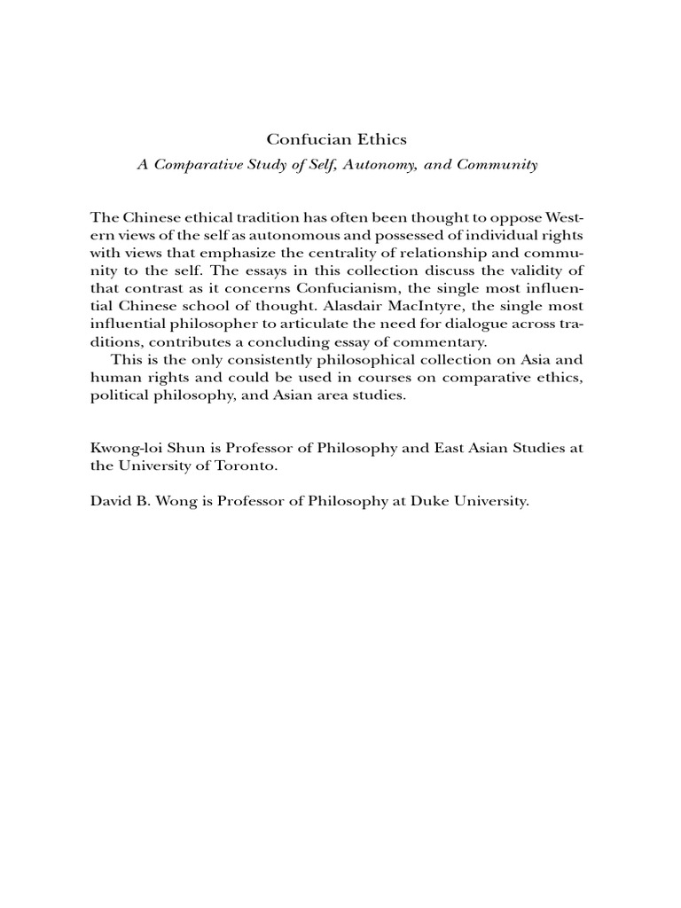 Confucian Ethics A Comparat | PDF | Confucianism | Concept