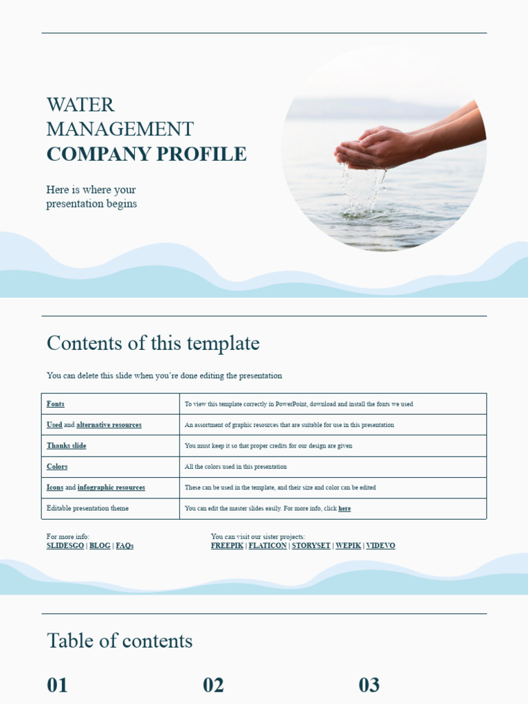 Water Management Company Profile by Slidesgo | PDF | Planets | Saturn