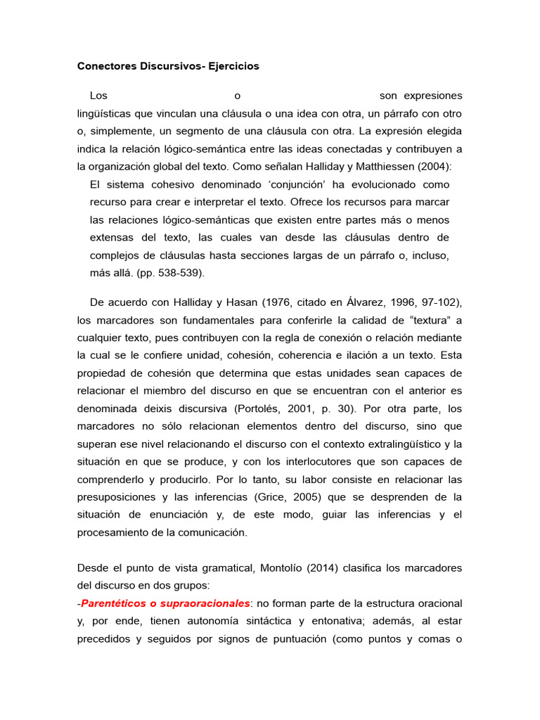 Conectores Discursivos - Ejercicios | PDF | Cáncer | Terapia de radiación Conectores Discursivos - Ejercicios | PDF | Cáncer | Terapia de radiación