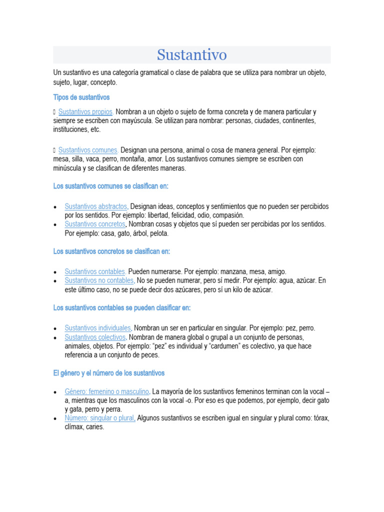 Tipos de sustantivos y adjetivos explicados | PDF | Sustantivo | Adjetivo