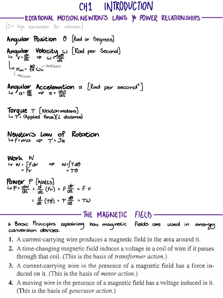 CH1 Introduction To Machinery Principles | PDF | Inductor | Magnetic Field