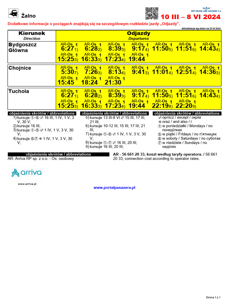 Plakat 2024 ZALNO OdjazdyRel Wazny 20240310-20240608 PL 202403301203 | PDF