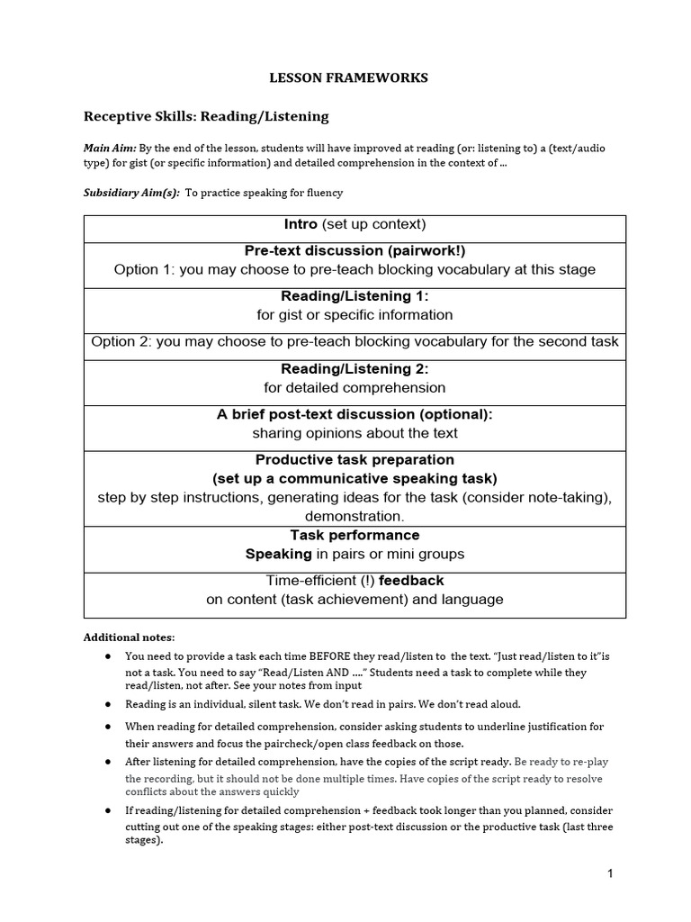 Resourse 5. Listening Lesson Framework | PDF | Reading Comprehension ... Resourse 5. Listening Lesson Framework | PDF | Reading Comprehension ...